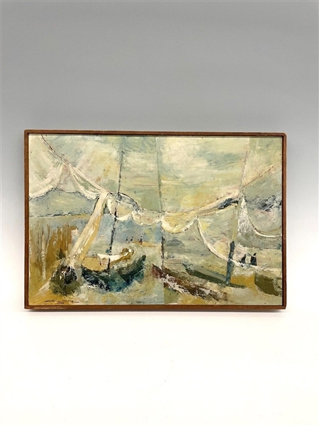 Cedric Chang | Cedric Chang 1963 Oil on Board Dawn at Fisherman's Wharf ...
