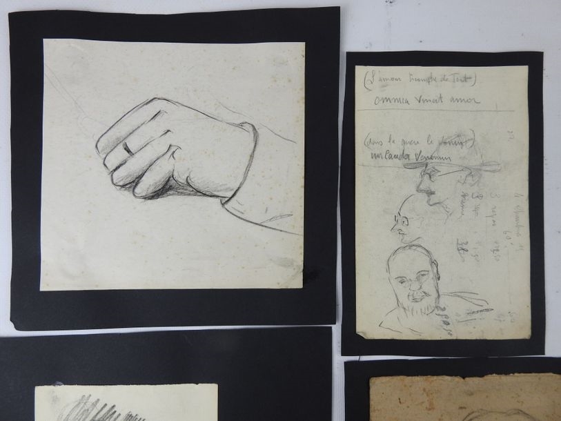 Ferdinand Desnos | four drawings on paper representing portraits and a ...