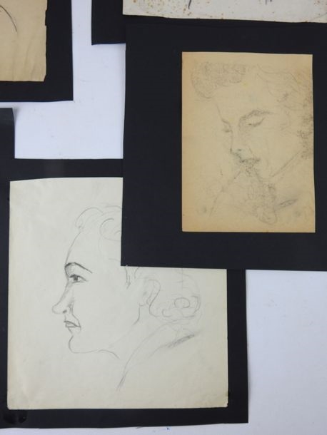 Ferdinand Desnos | five drawings on paper representing portraits ...