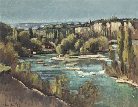 Emile-François Chambon | Paysage fluvial (1942) | MutualArt