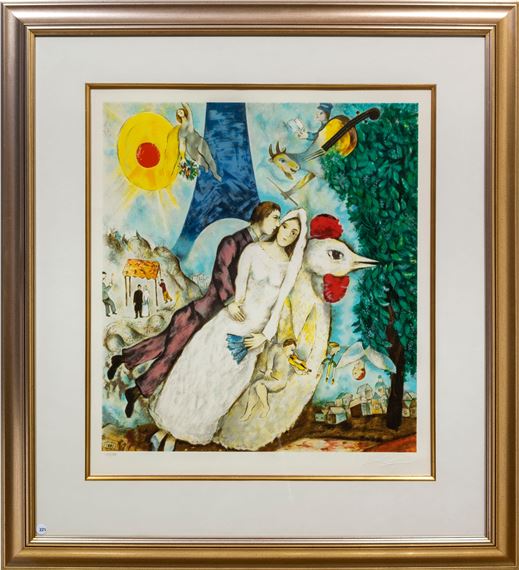 Marc Chagall | Bride & Groom Of The Eiffel Tower | MutualArt