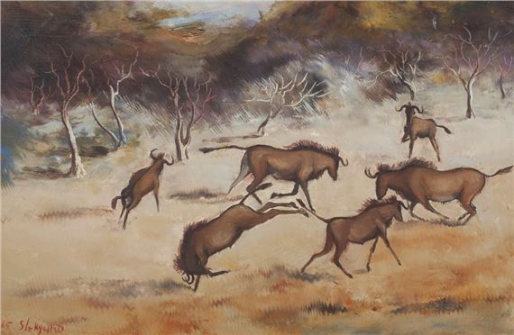 Simon Moroke Lekgetho | Skittish Wildebeest (65) | MutualArt
