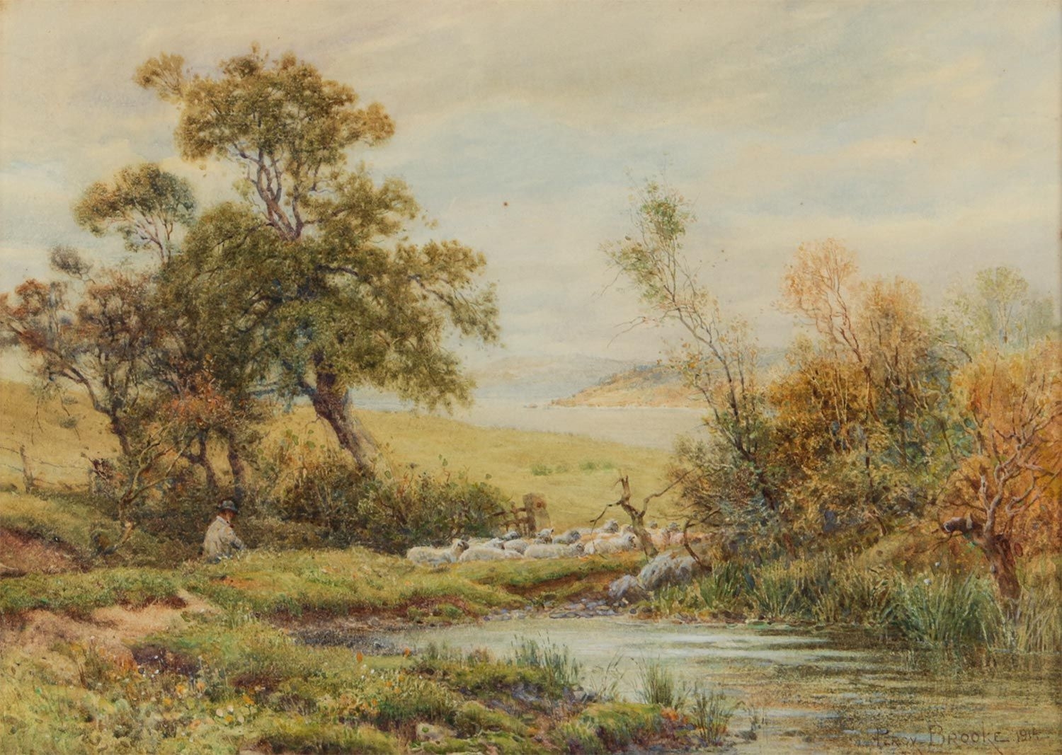 Percy Brooke | SHEEP BY A RIVER | MutualArt