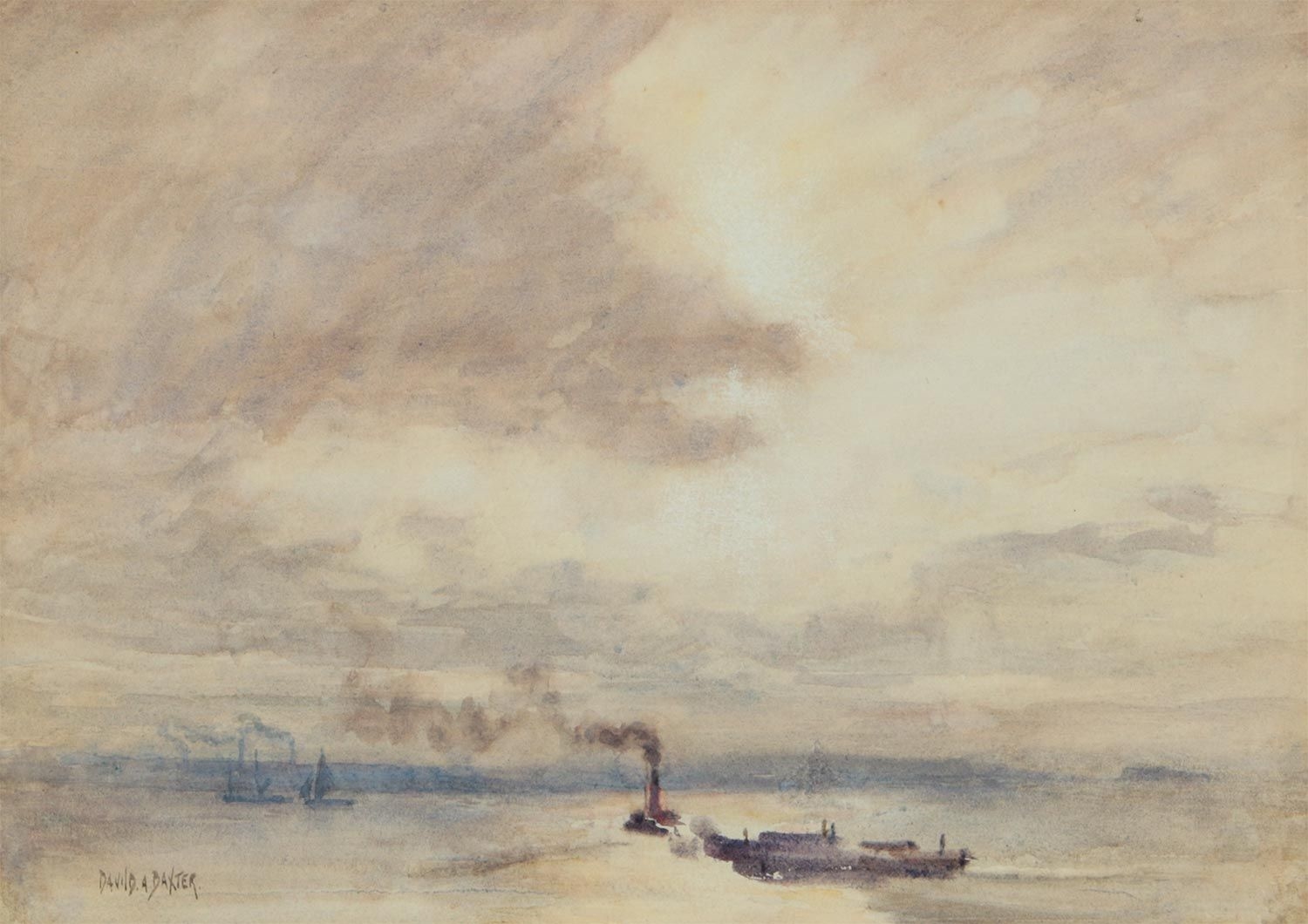 David A. Baxter | TUG BOAT PULLING THE COAL | MutualArt