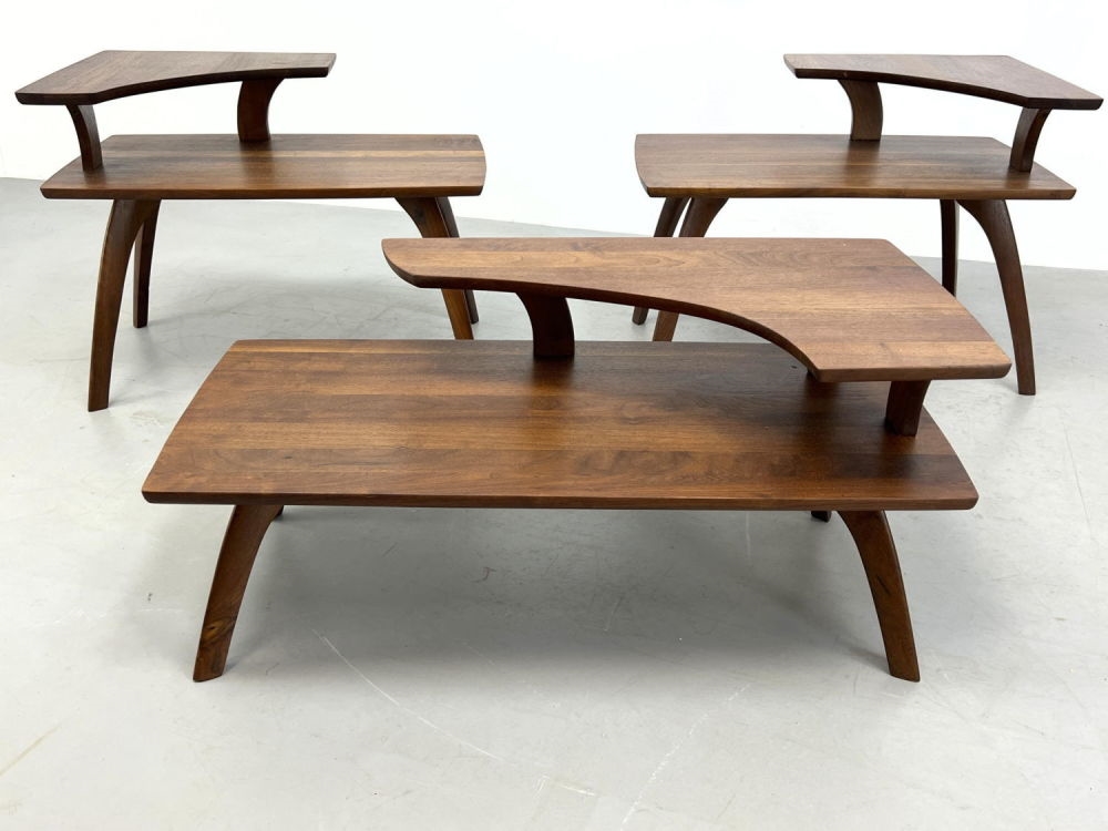 Carl Bissman | 3 pc Walnut Tables | MutualArt