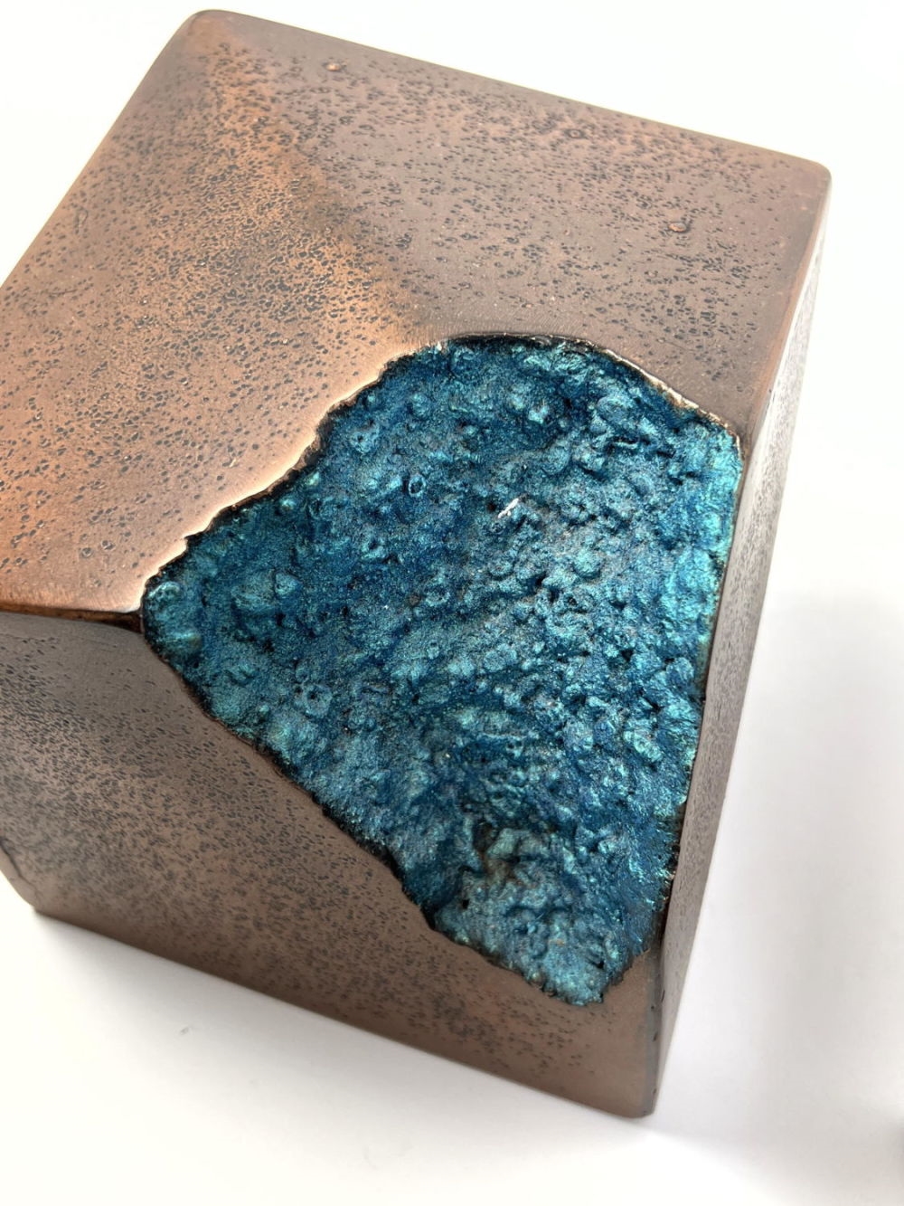 Michael Pinette | Copper Tone Brutalist Cube Sculptures | MutualArt