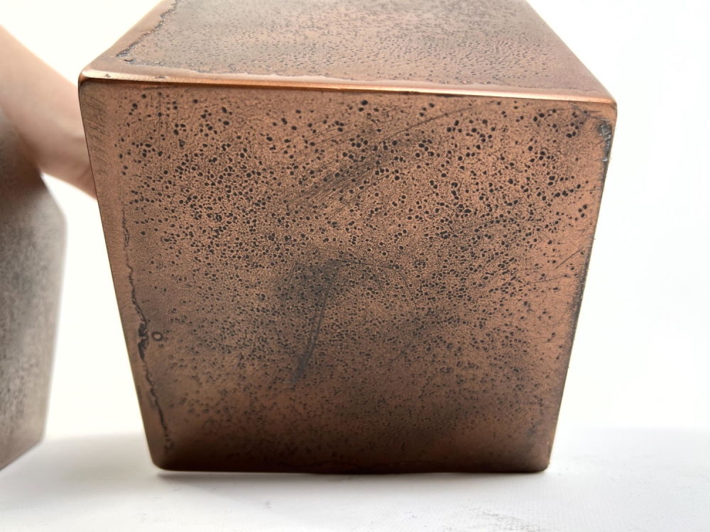Michael Pinette | Copper Tone Brutalist Cube Sculptures | MutualArt