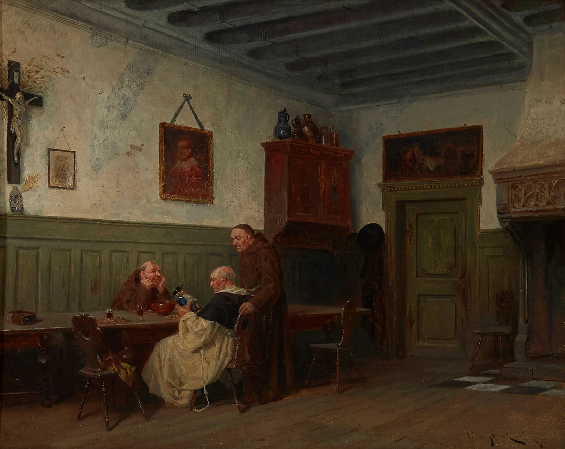 Vincent Stoltenberg Lerche | Munker ved bordet (1873) | MutualArt