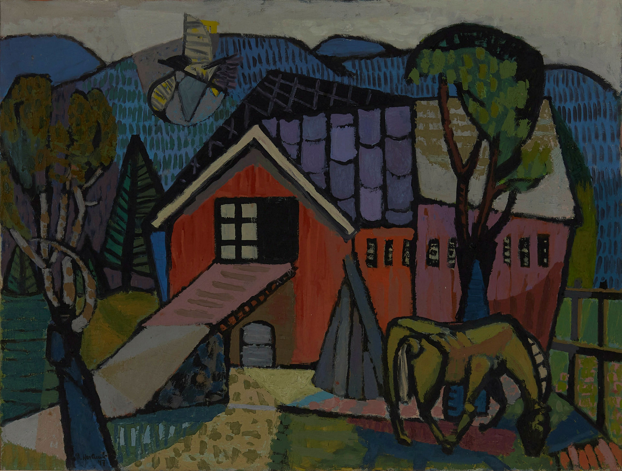 Thore Heramb | Rød låve (1947) | MutualArt
