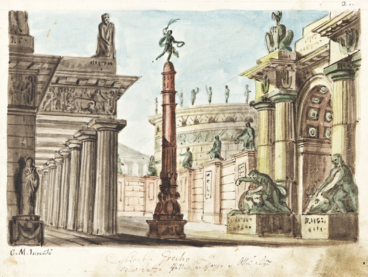 Metrodoro Conti | Five scenic designs for Giovanni Pacini's opera Saffo ...