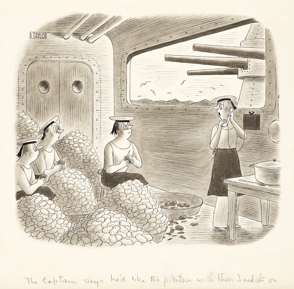 Richard Denison Taylor | Group of three war-related cartoons. | MutualArt