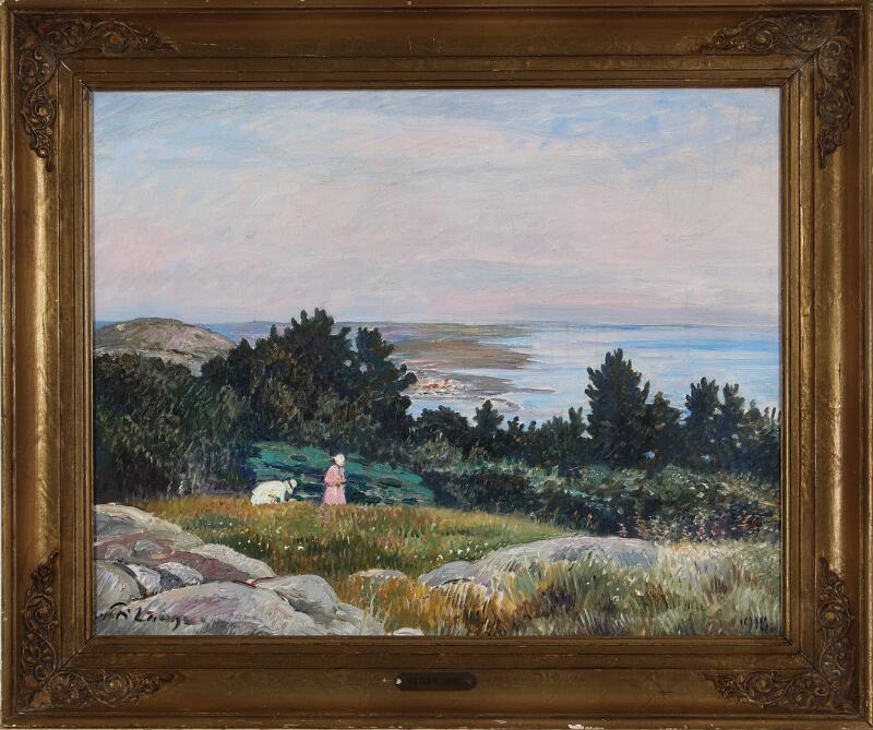 Frederik Lange | Coastal scenery with women (1918) | MutualArt
