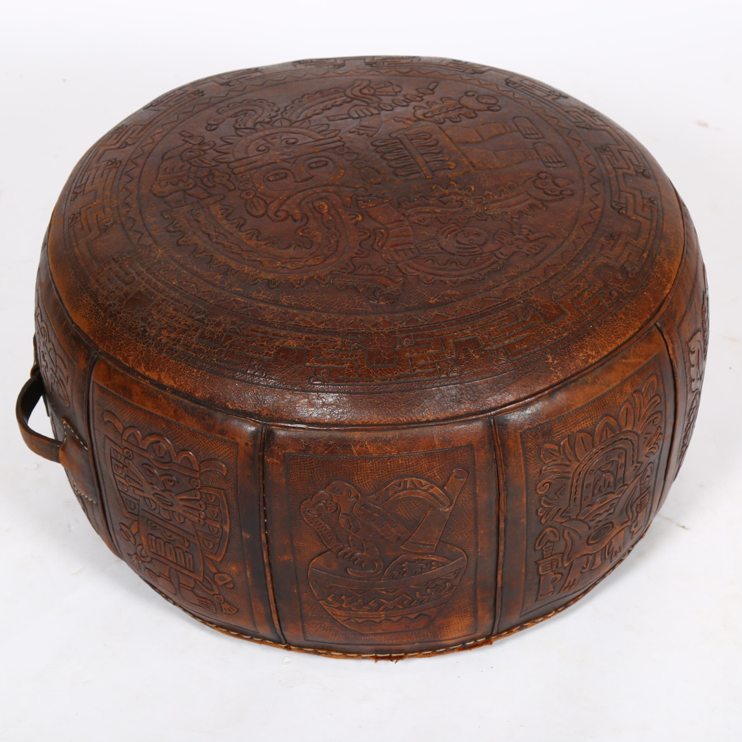 Angel Pazmino | Aztec design ottoman or pouffe | MutualArt