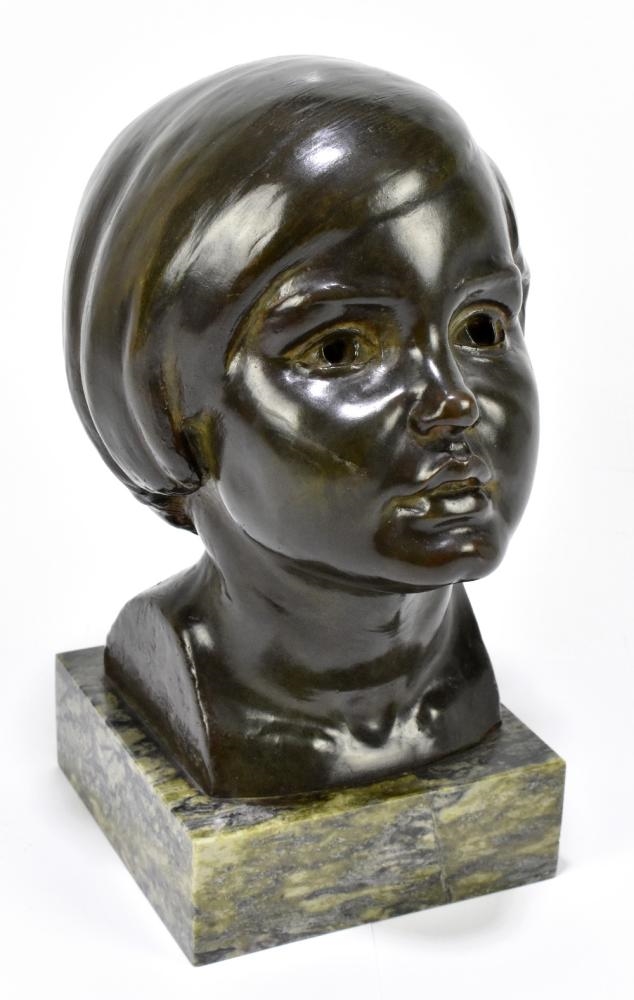Edwin Whitney-Smith | A cast bronze head of a girl (1925) | MutualArt
