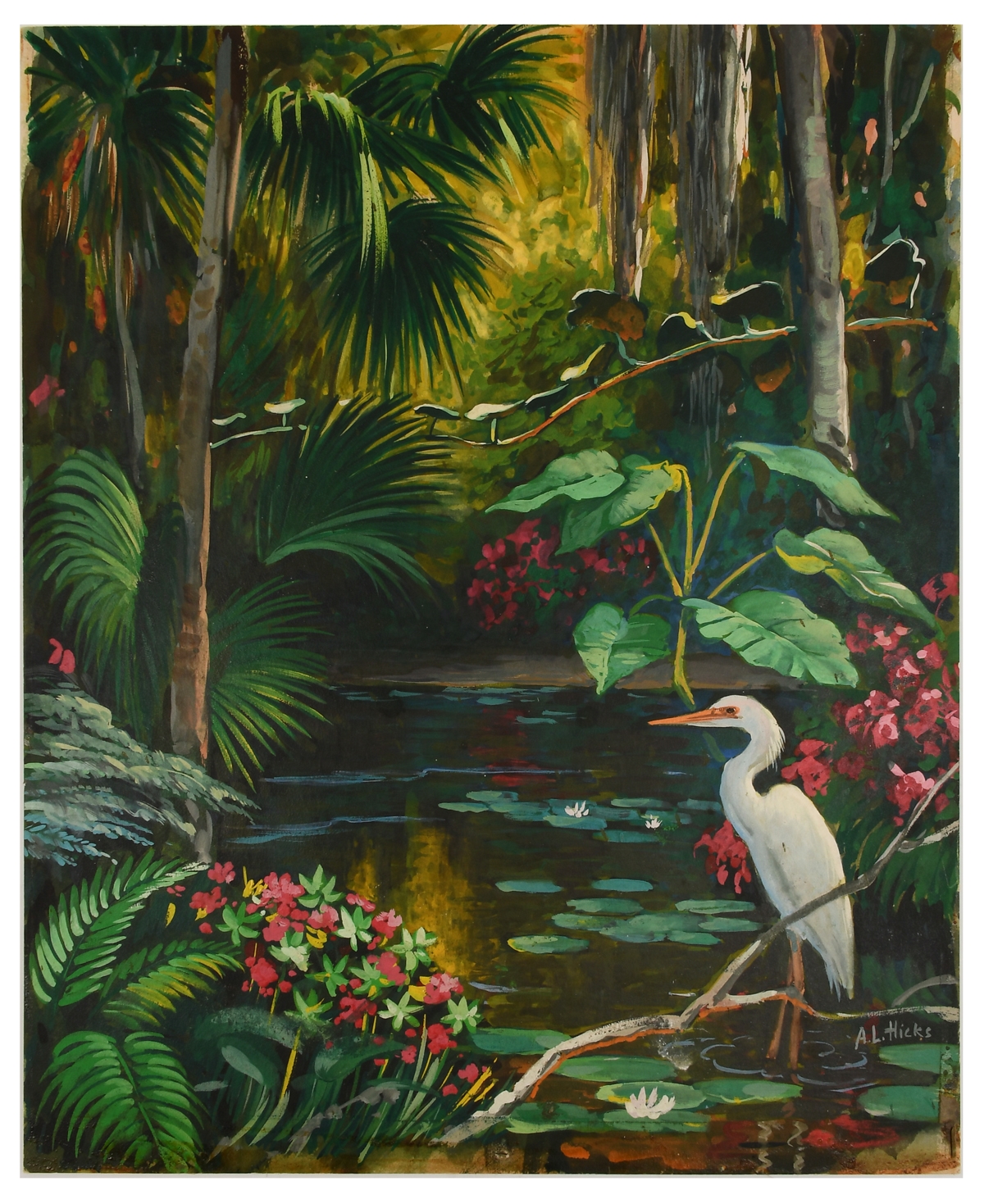 Arnold Lorne Hicks | Backwater Scene with Heron | MutualArt