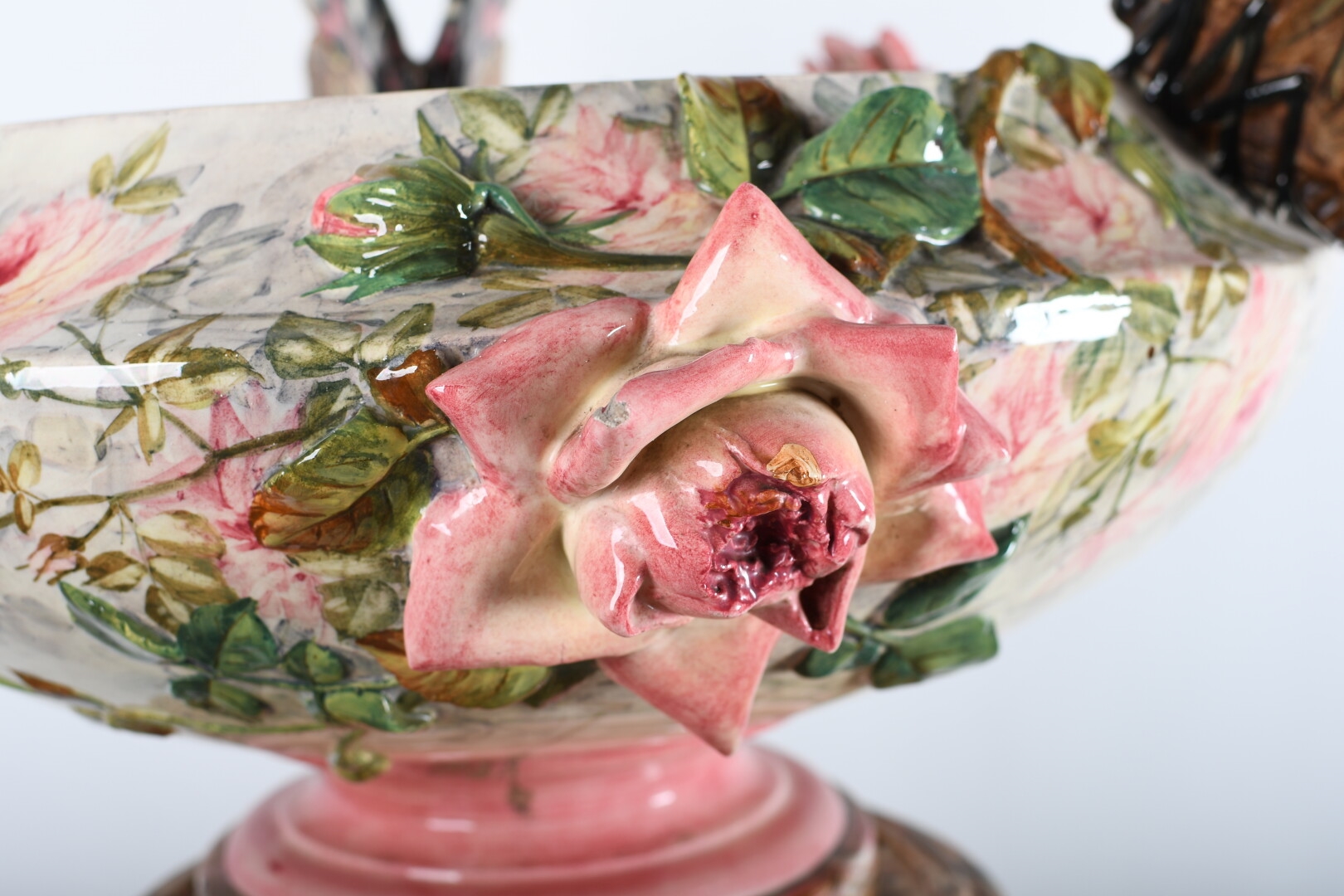 Delphin Massier | Jardinière et sa colonne en céramique émaillée ...