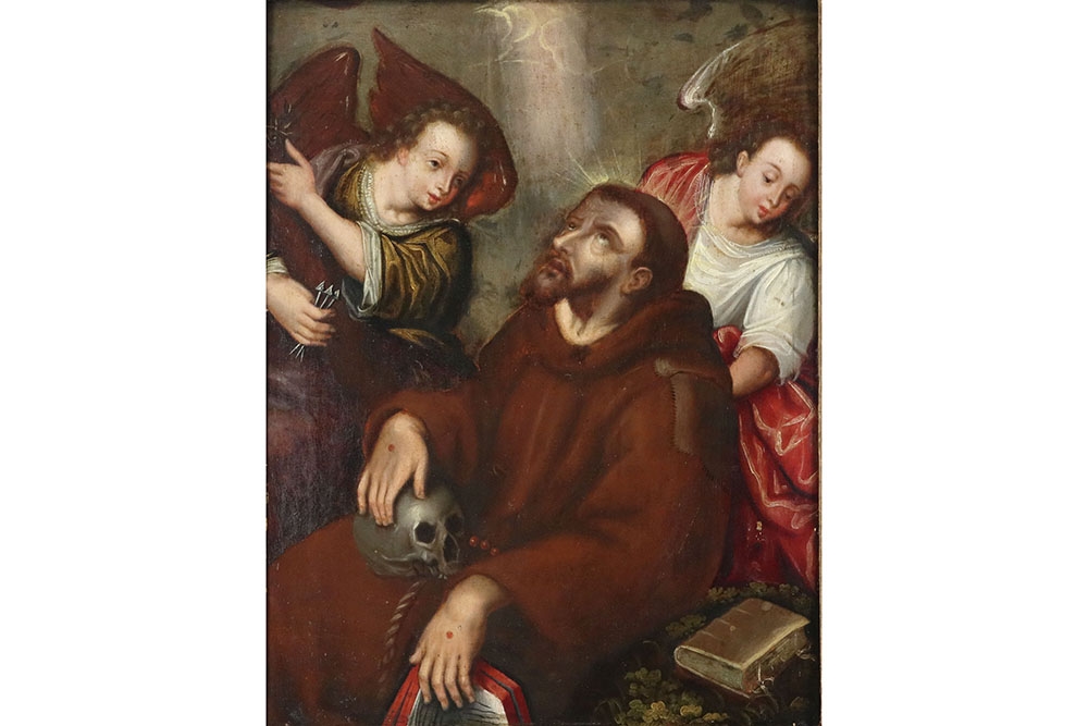 Flemish School 17th Century | St-Franciscus van Assisi met engelen ...