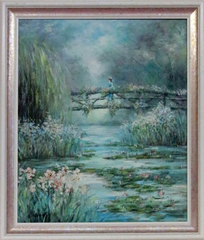 Xavier Ribas | RABOUS, XAVIER 20th century Water lily pond with bridge ...