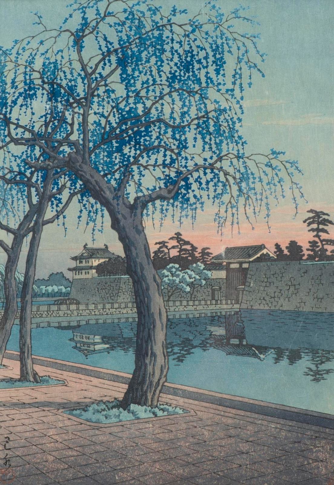 Hasui Kawase | Sunset Glow at the Otemon Gate Imperial Palace | MutualArt