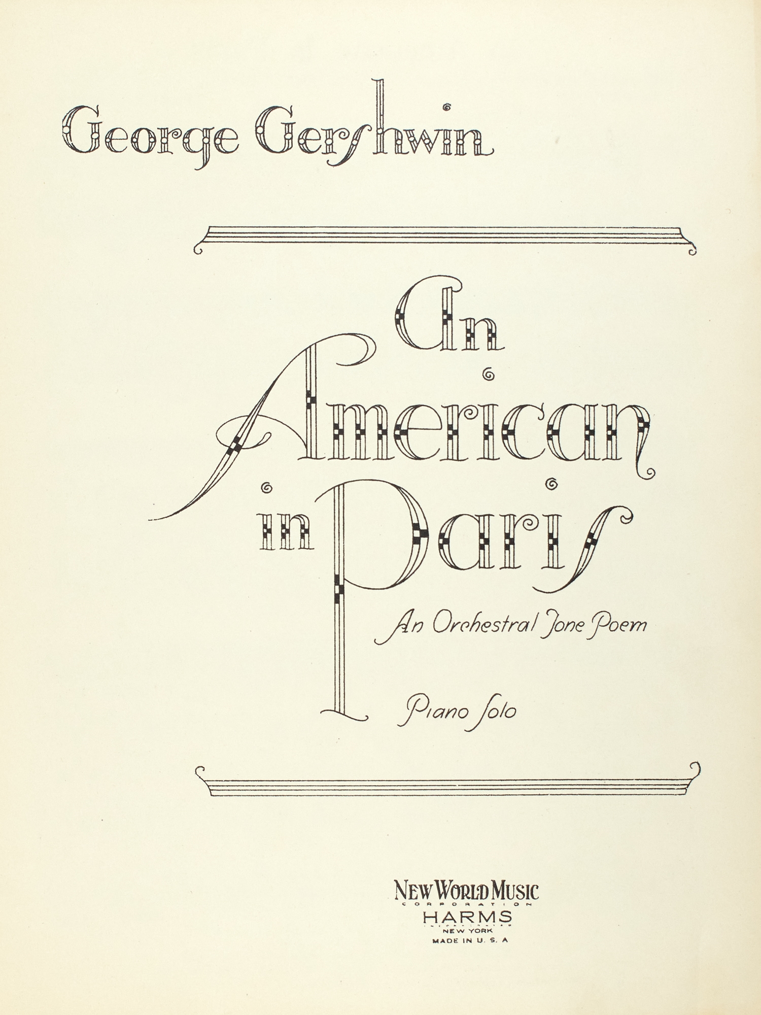 George Gershwin | An American in Paris. An Orchestral Tone Poem. Piano ...
