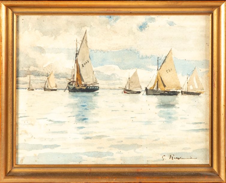 Léon Gustave Ravanne | Boats at sea | MutualArt