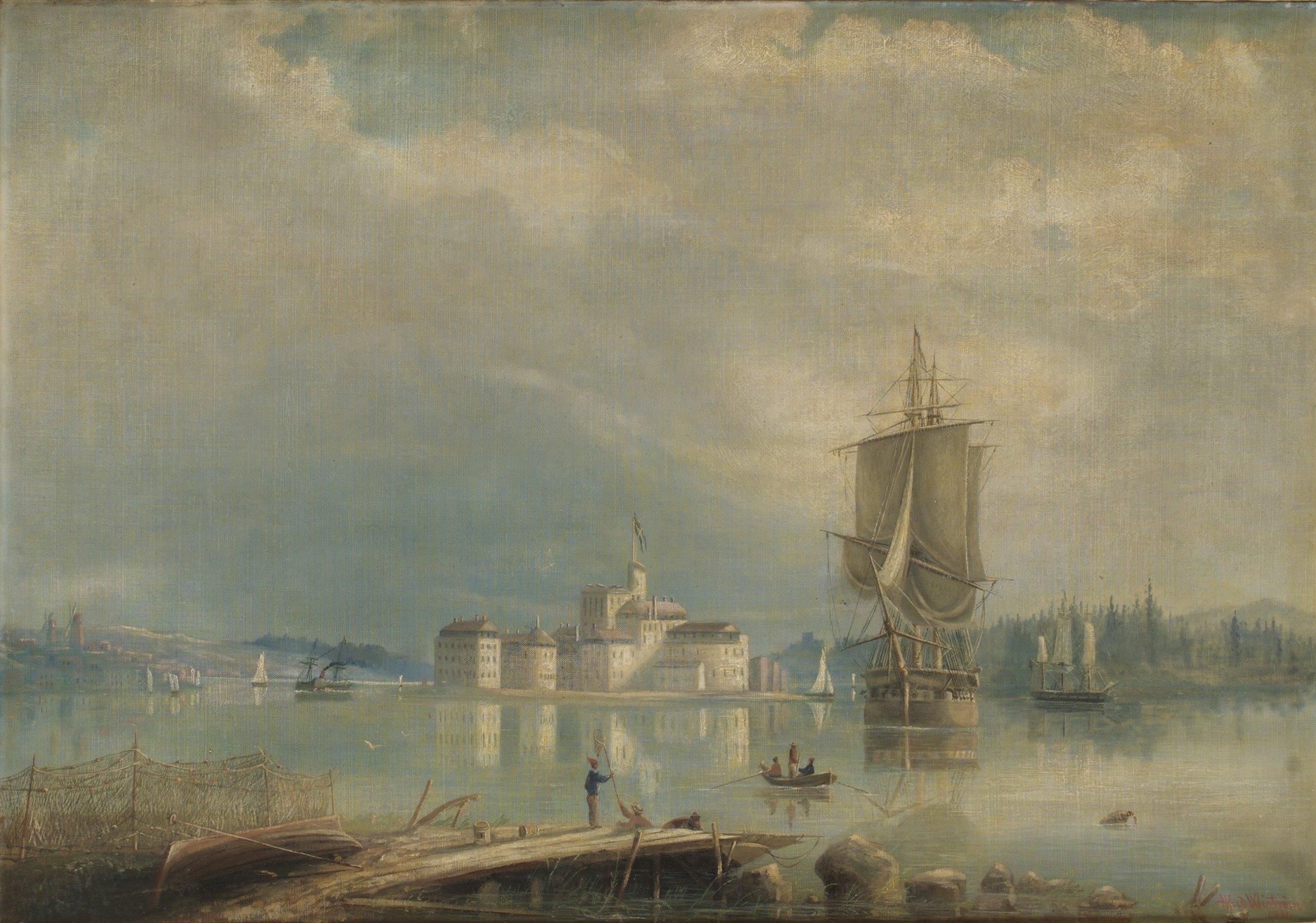 Alfred Wistrom | Fästning med svensk flagg (1861) | MutualArt