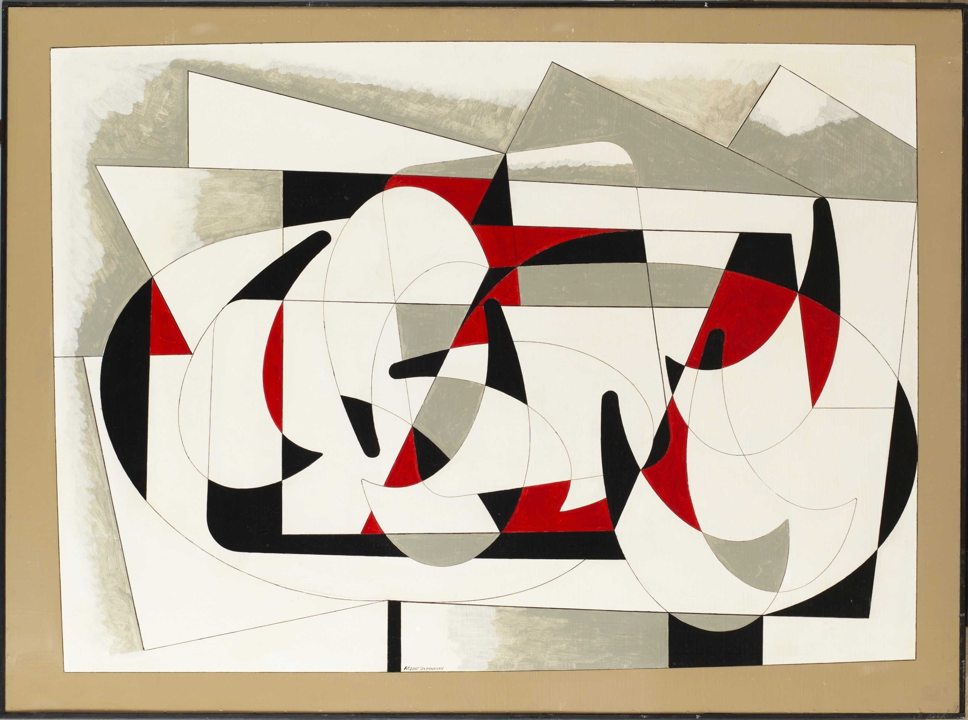 Albert Johansson | Geometric decoration on a yellow fund (1957) | MutualArt