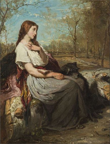 Henri Charles Antoine Baron | Thoughtful young woman | MutualArt