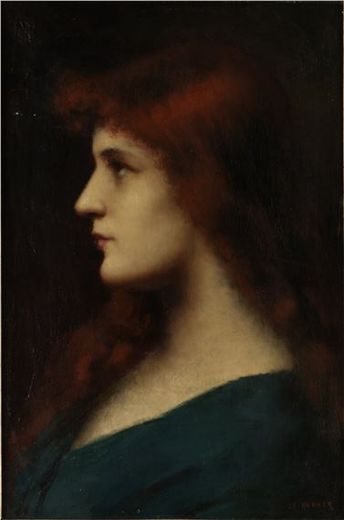 Jean-Jacques Henner | Porträtt av rödhårig kvinna | MutualArt