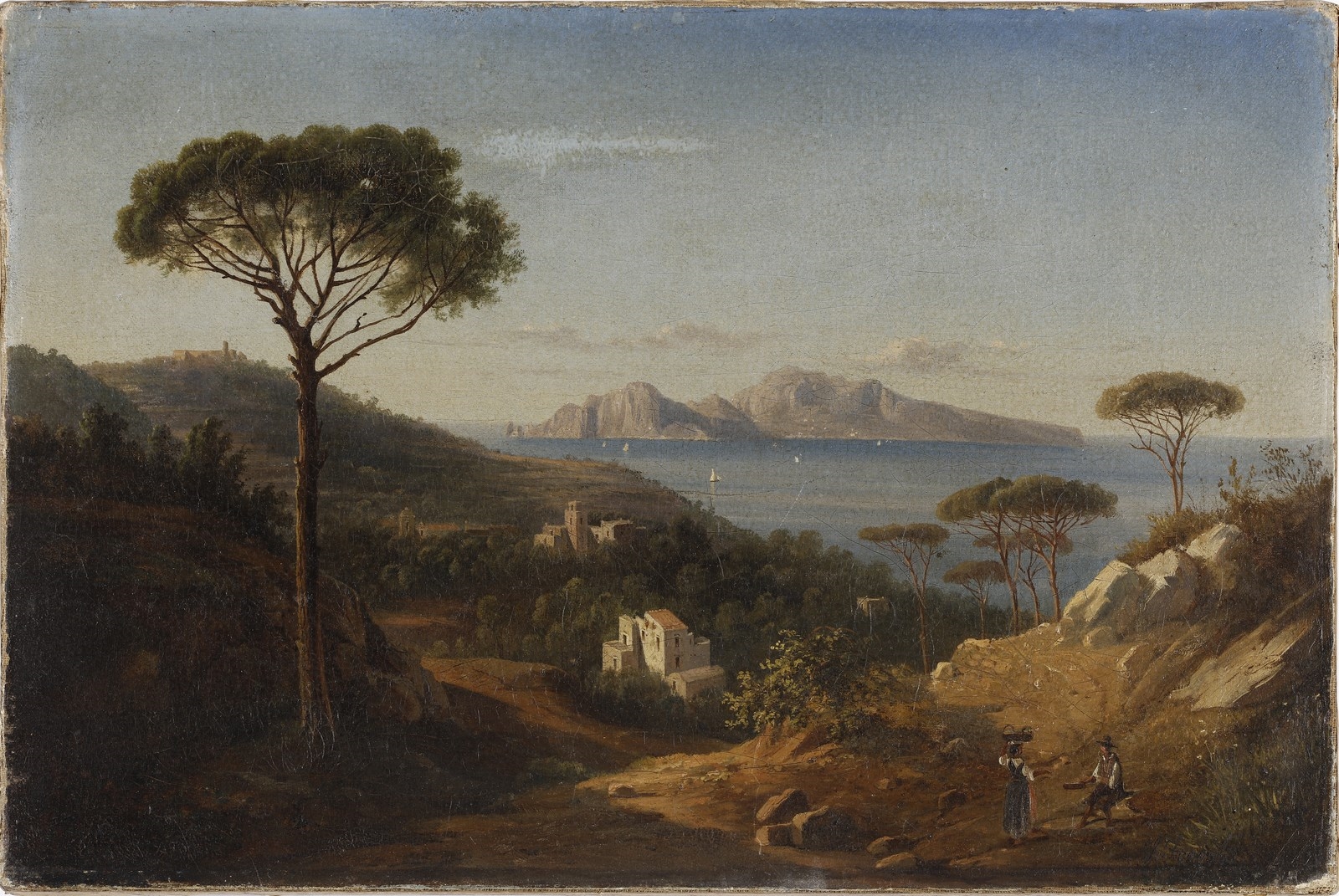 Salvatore Fergola | Landscape with shepherdess and sea in the ...