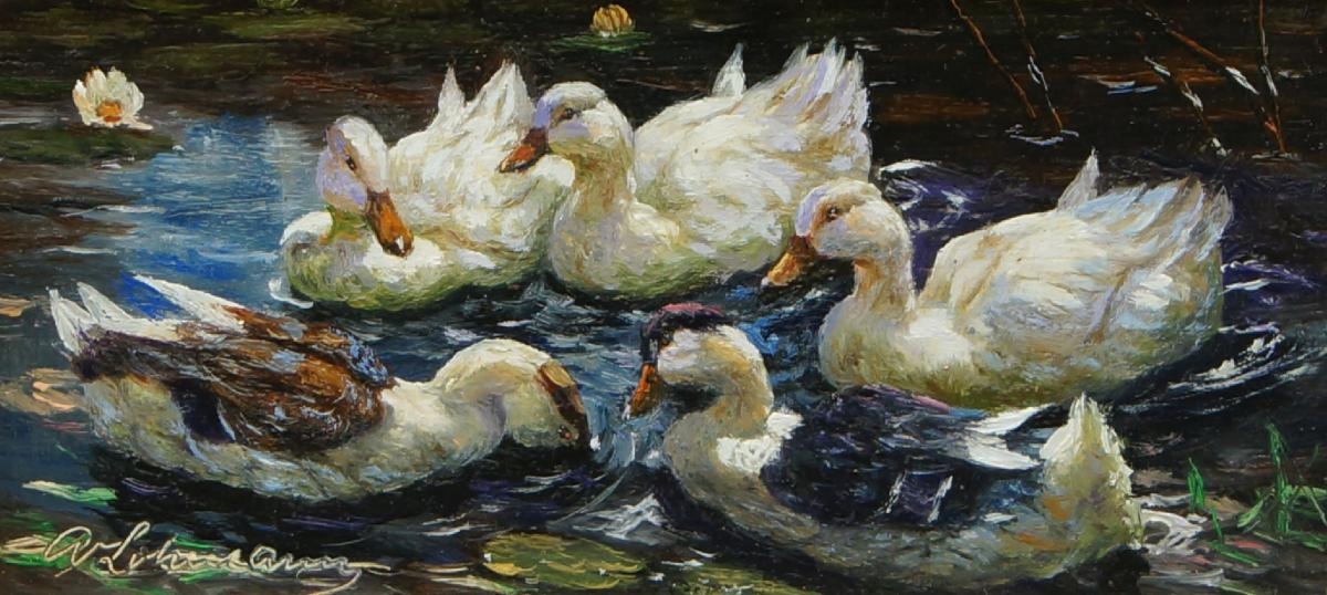 Adolf Lohmann | Farmyard scene with chickens (1928) | MutualArt