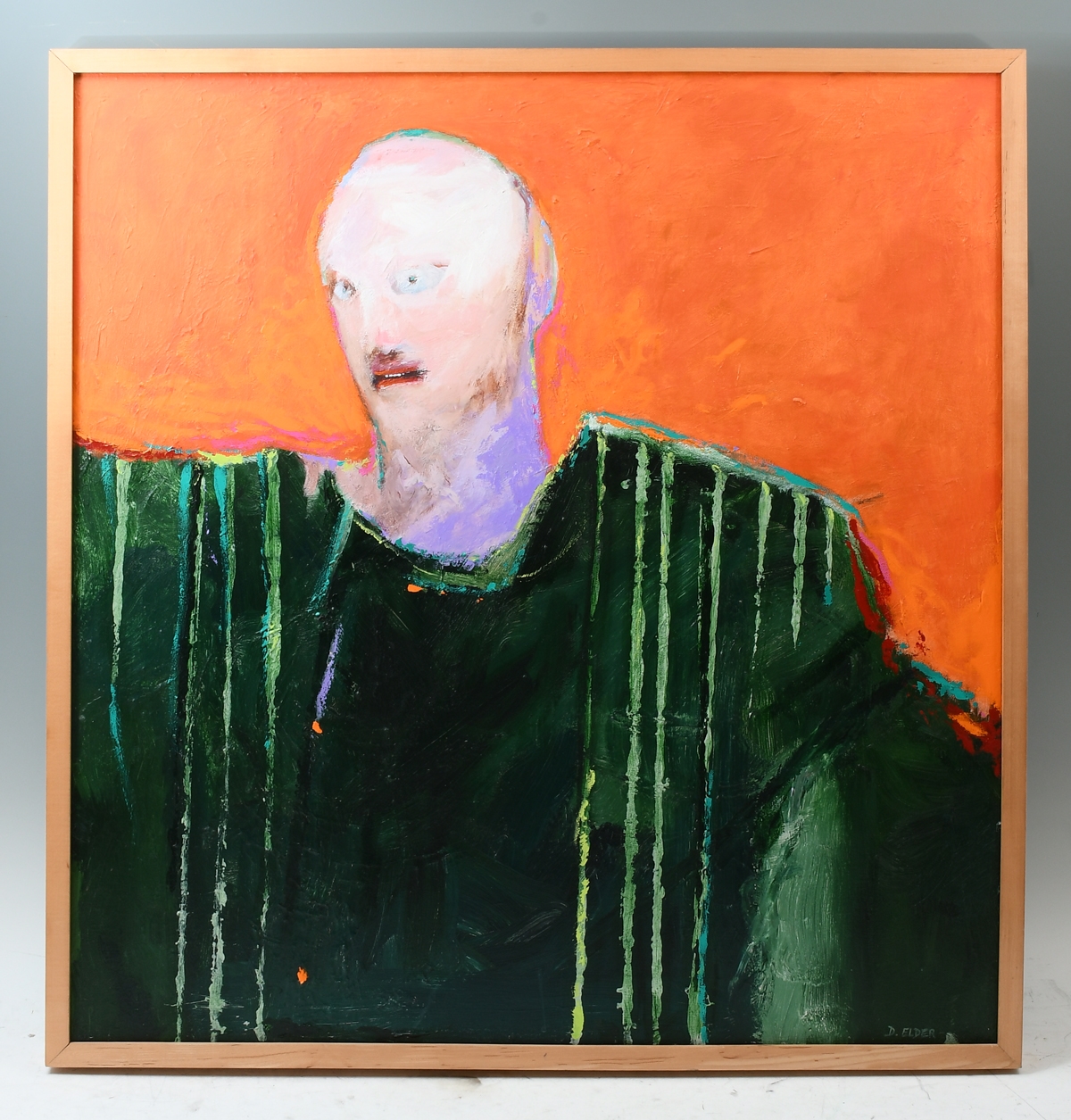 Donald Elder | Portrait of a Bald-Headed Figure in a Green Sweater ...