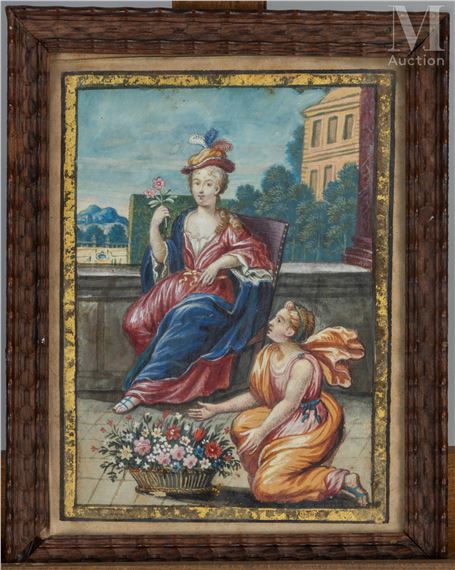 French School, 13th Century | Offrande d'un panier fleuris à une dame ...