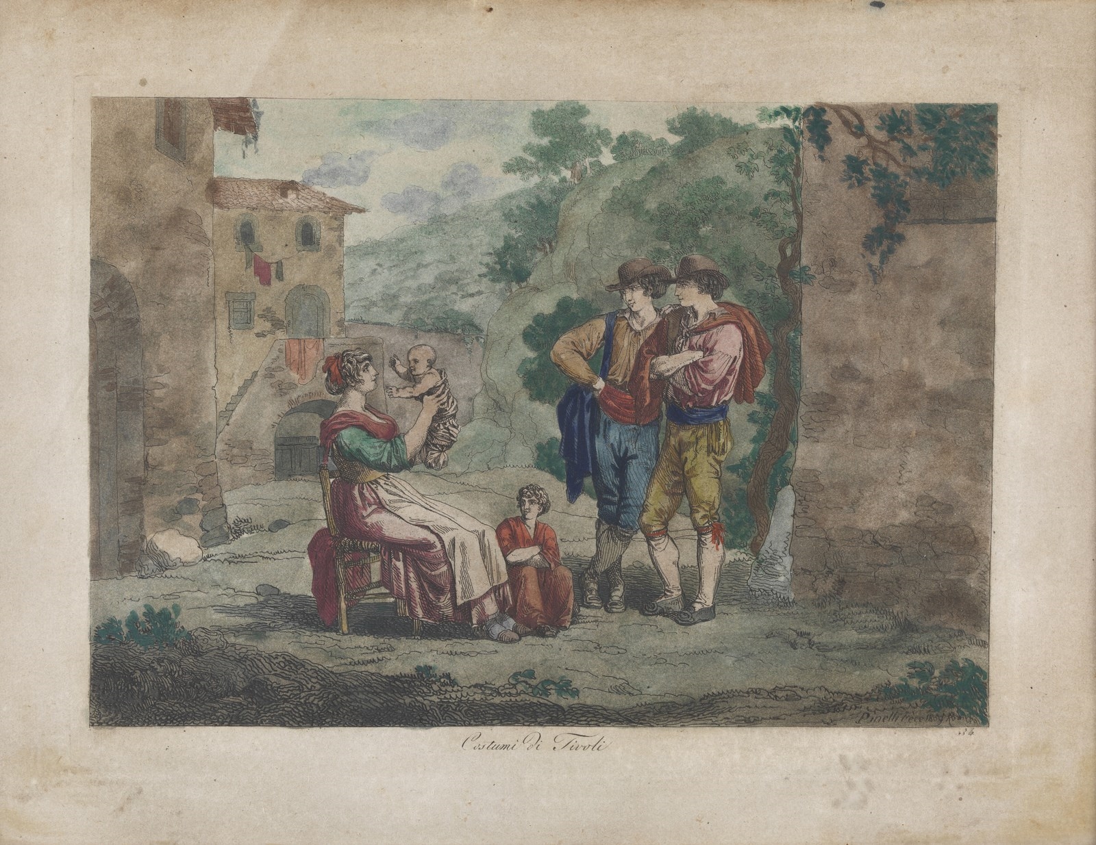 Bartolomeo Pinelli | Group of eight engravings depicting figures in ...