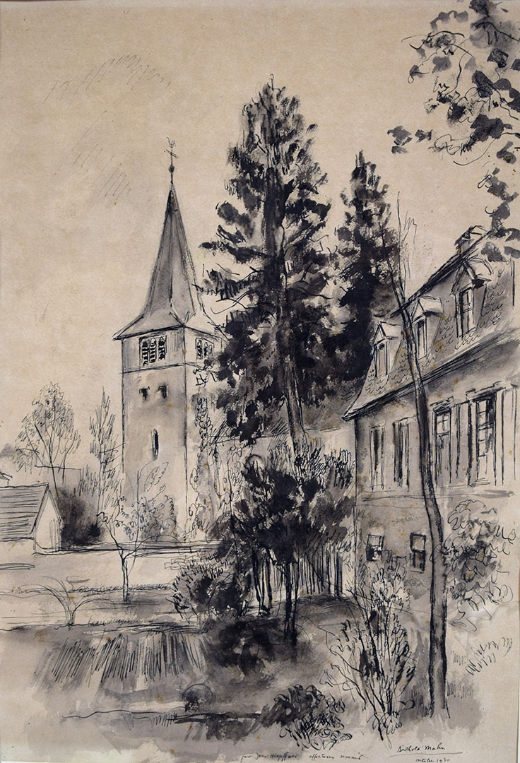 Charles Berthold-Mahn | Back of a house and church tower (1930) | MutualArt