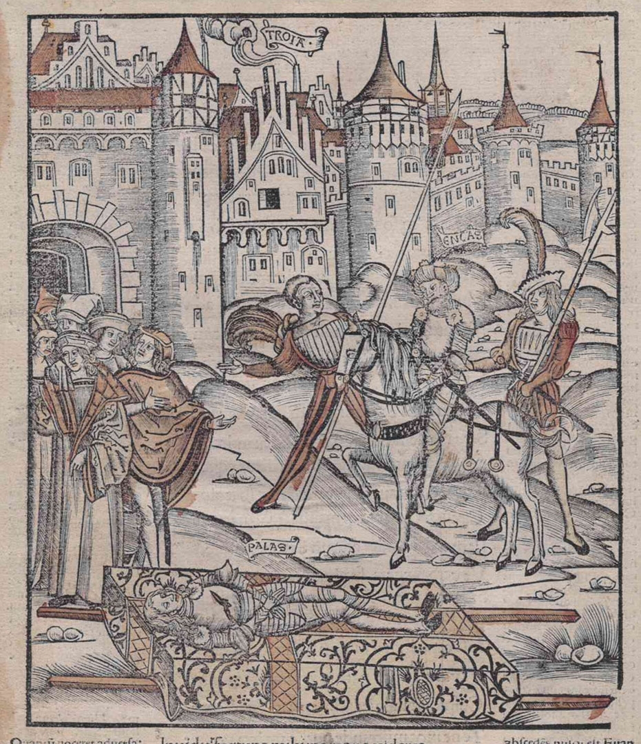 Sebastian Brant | Aeneas weeps for the death of Pallas (1502) | MutualArt