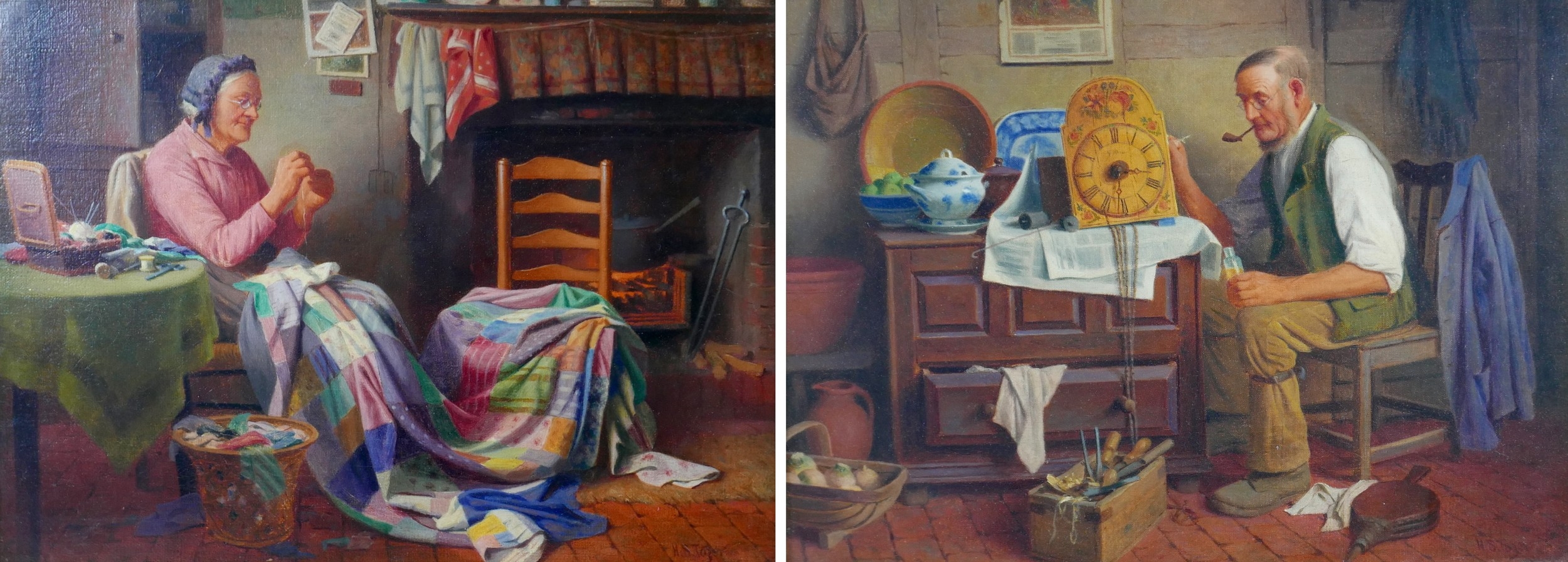 Henry Edward Spernon Tozer | a pair of 19th century interior scenes ...