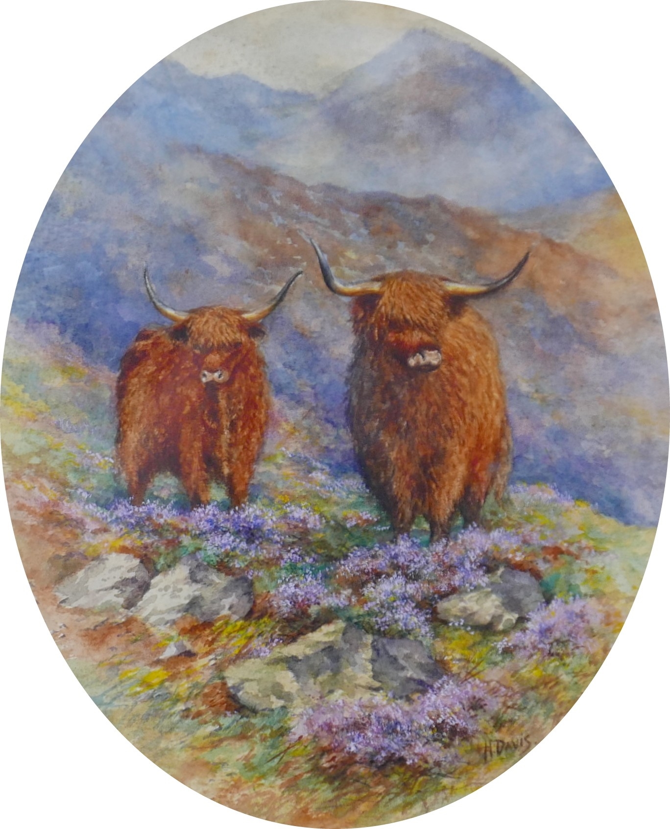 Harry Davis | Highland cattle in a Scottish landscape | MutualArt