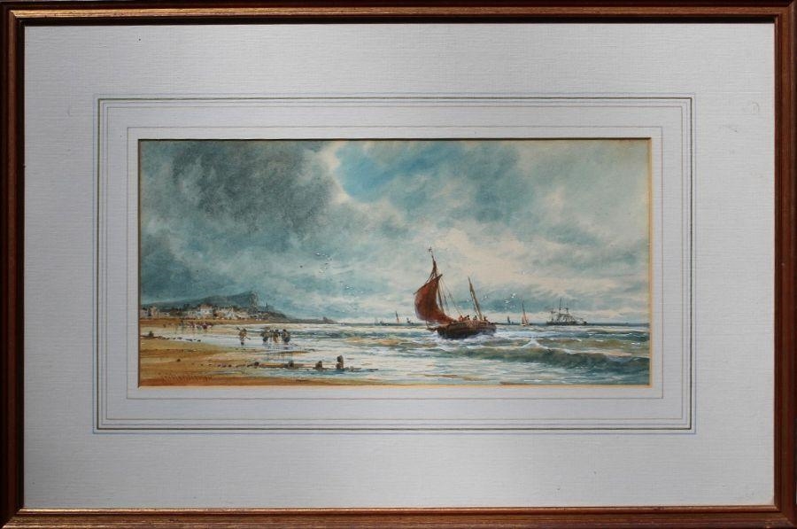 Thomas Mortimer | Fishing boats and figures at low tide | MutualArt