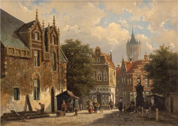 Adrianus Eversen | Zonnig plein in Delft | MutualArt