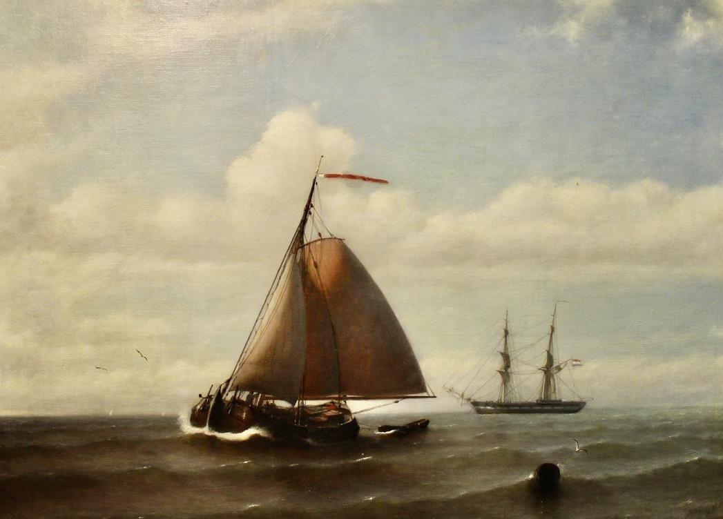Petrus Paulus Schiedges | Zeilschepen op open zee (1875) | MutualArt