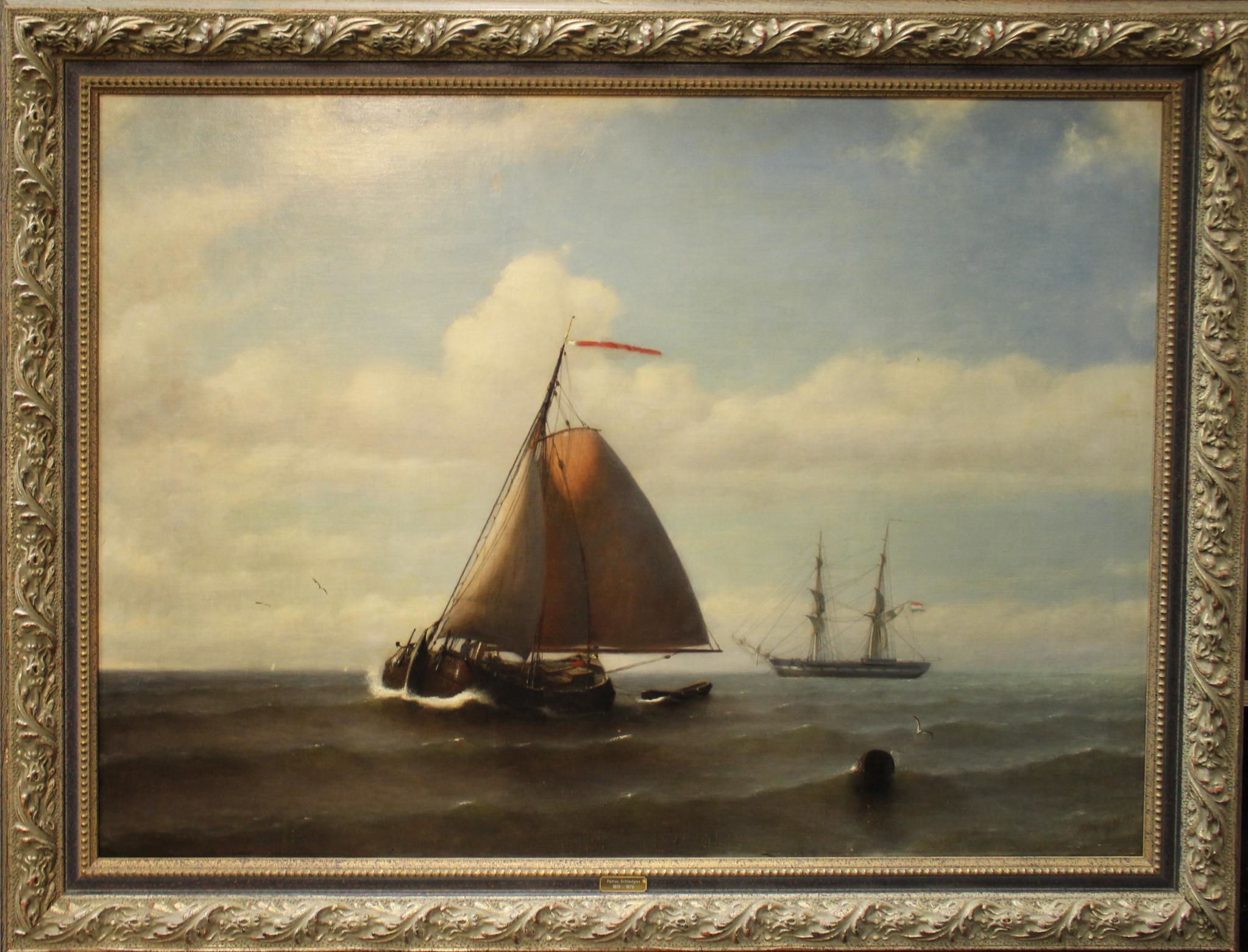 Petrus Paulus Schiedges | Zeilschepen op open zee (1875) | MutualArt
