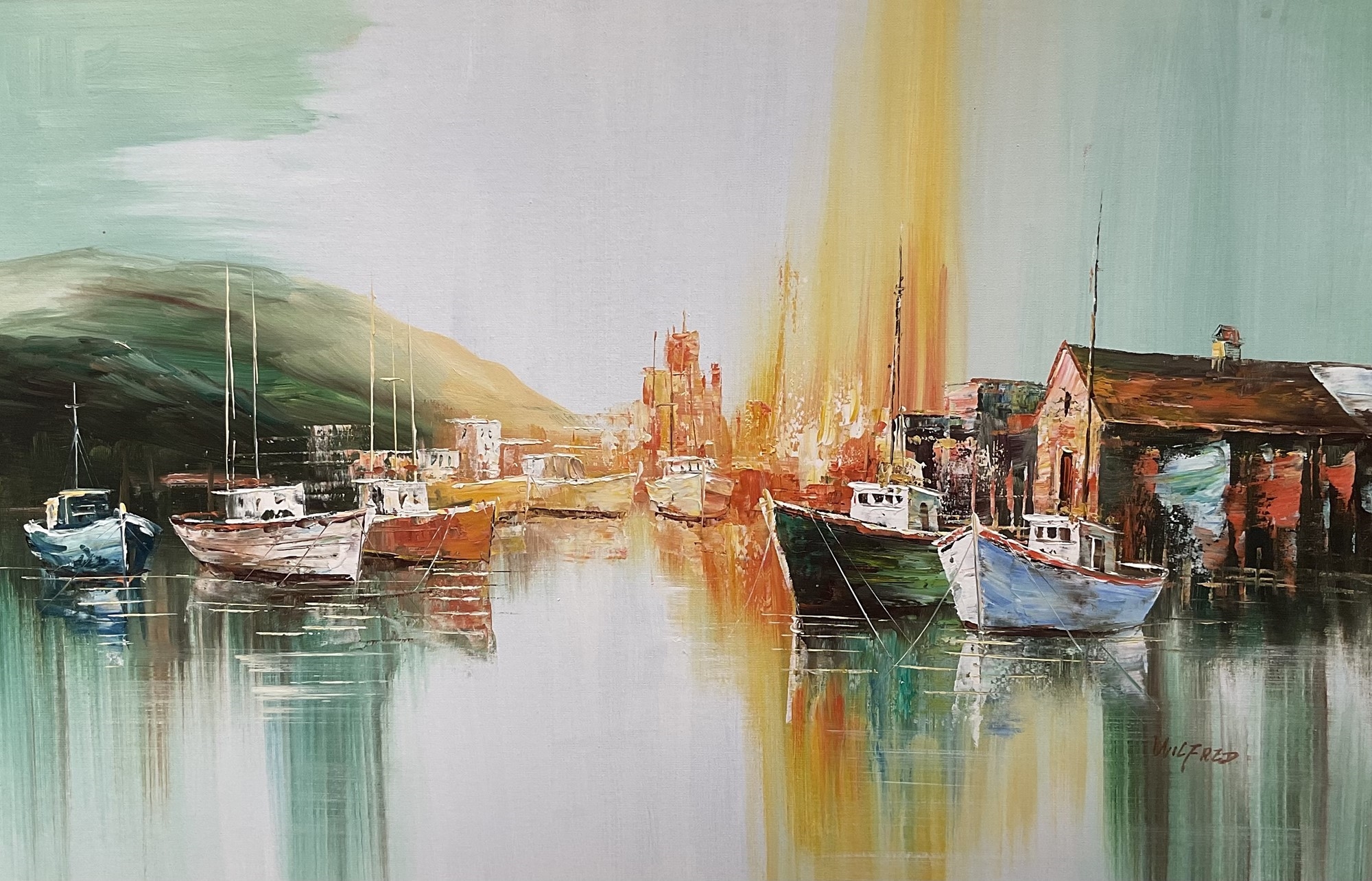 Wilfred Lang | harbour scene | MutualArt