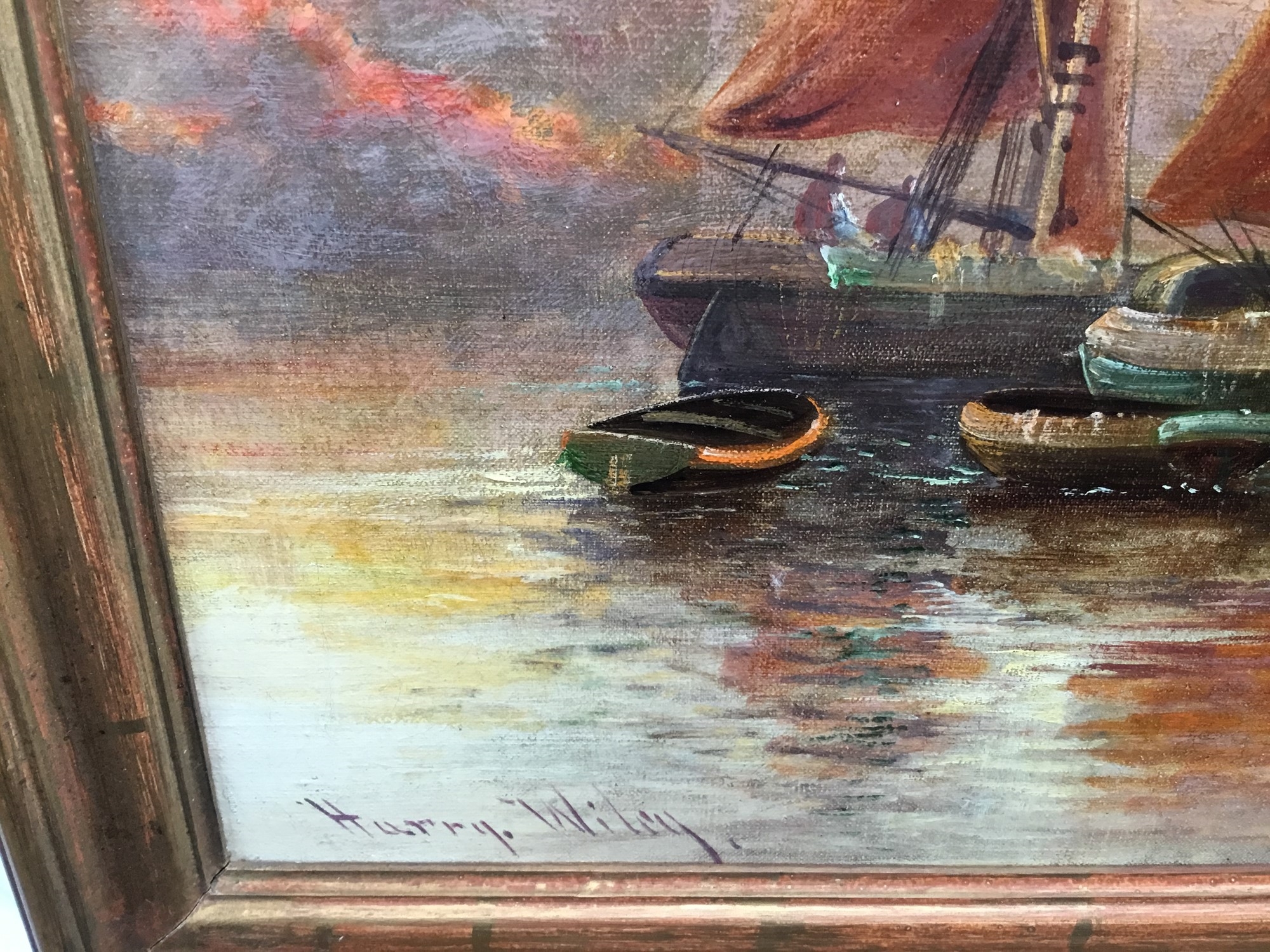 Harry Wiley | fishing boats at sunset | MutualArt