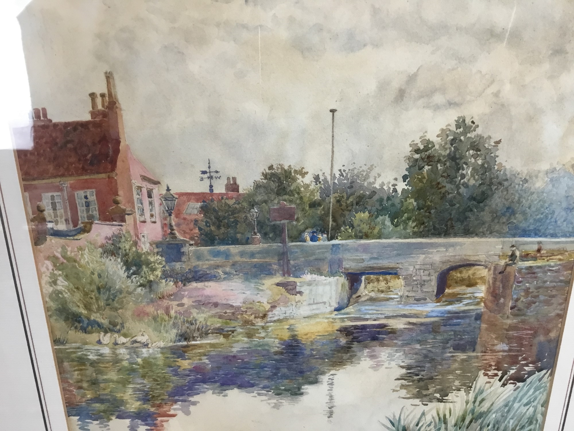 Edward Renard | watercolour landscape with bridge (1901) | MutualArt