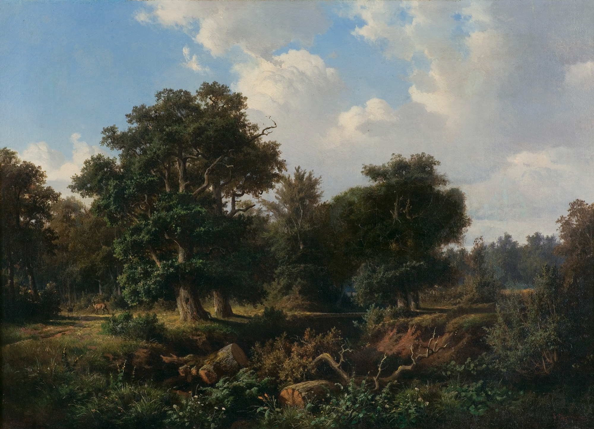 Georg Engelhardt | KRAJOBRAZ LEŚNY Z SARNAMI | MutualArt