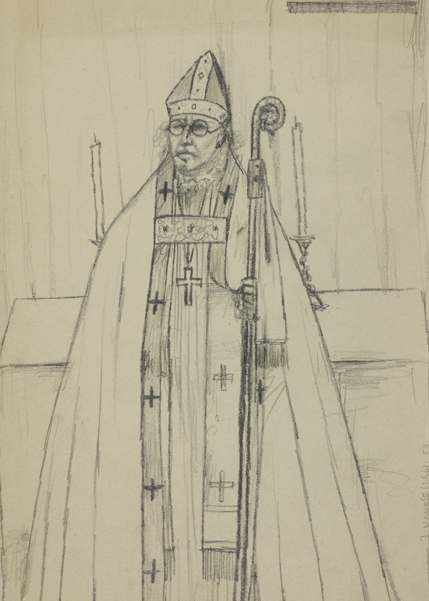 Jerzy Nowosielski | PORTRET BISKUPA KATOLICKIEGO (1951) | MutualArt