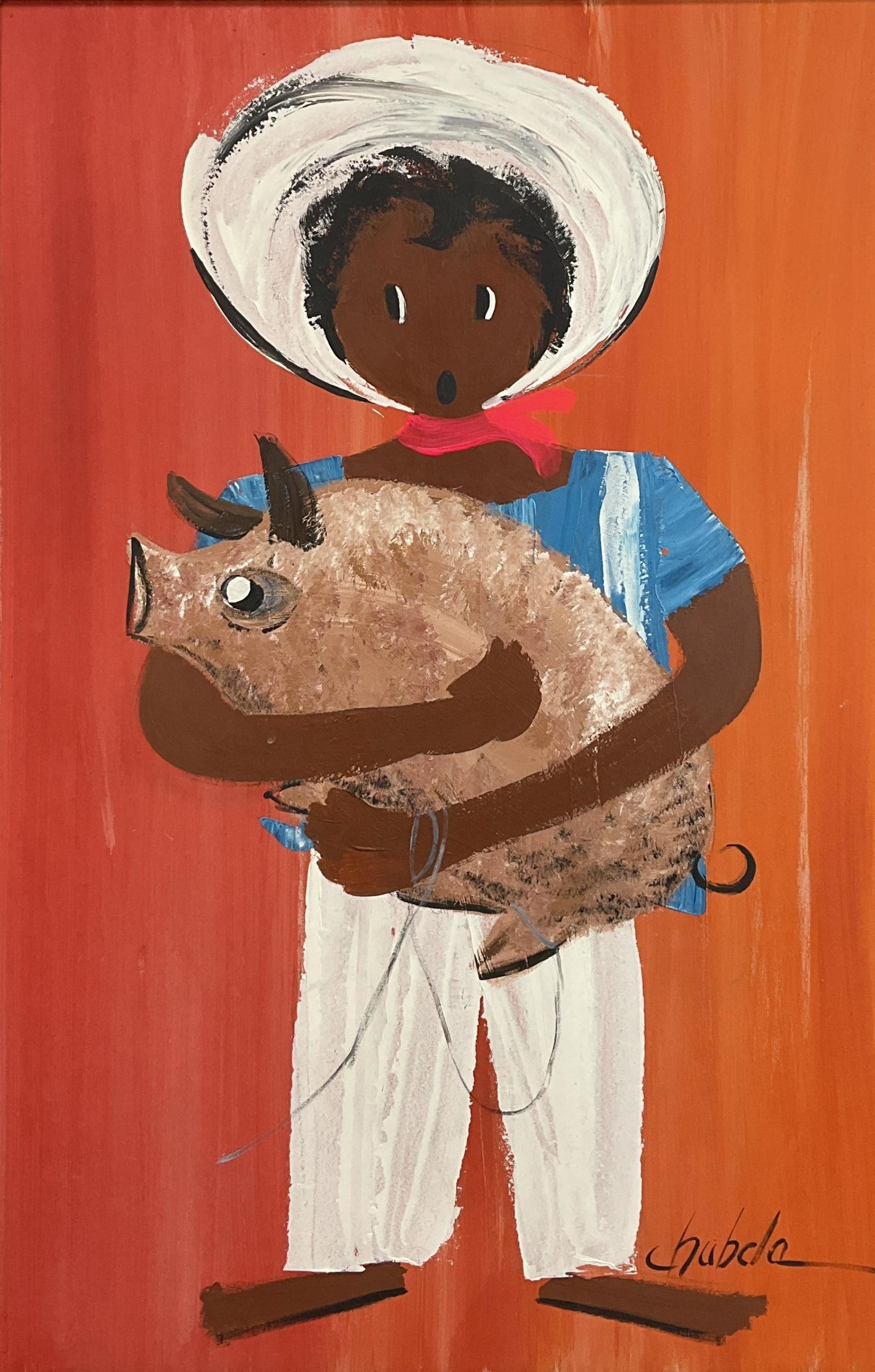Elizabeth Chubela Haas | Boy with Pig | MutualArt