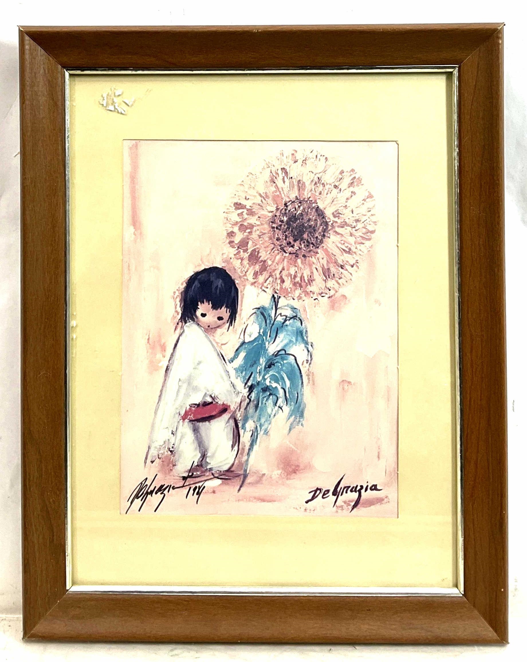 Ted DeGrazia | 'Girl With Sunflower' | MutualArt