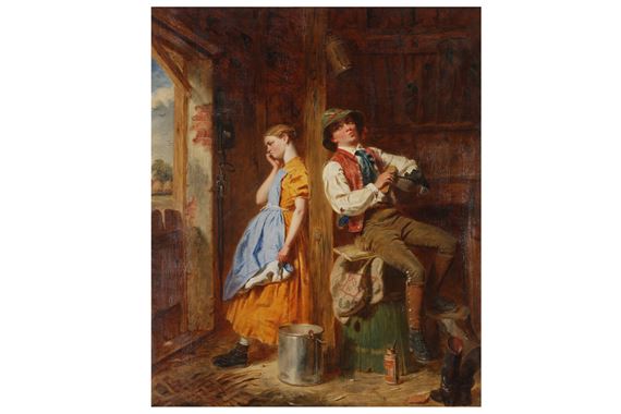 Thomas P. Hall | Young Love (Circa 1860) | MutualArt